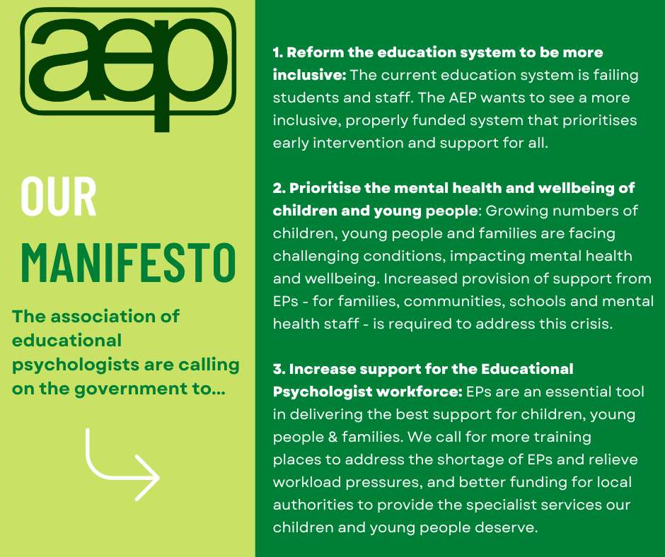AEP Manifesto: 2024 | Association of Educational Psychologists